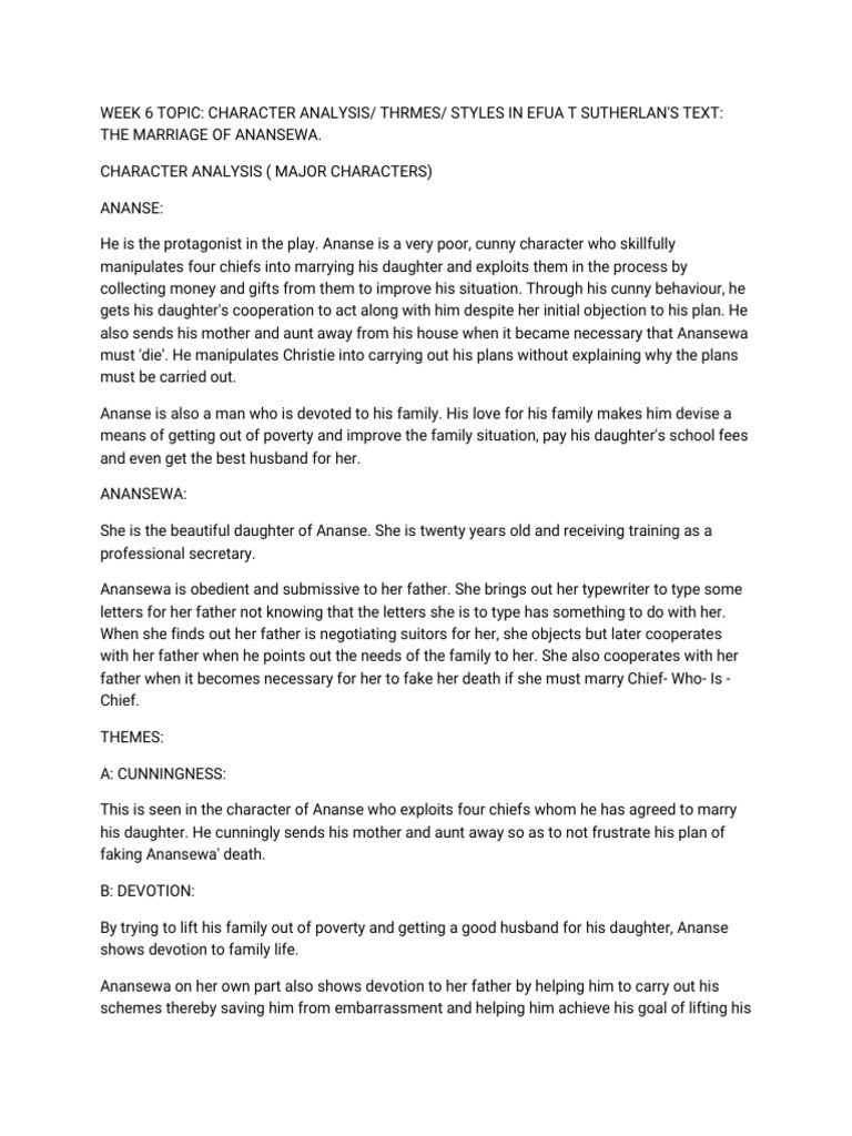 Week 6 Topic - Character Analysi, Themes and Styles in The Marriage of ...