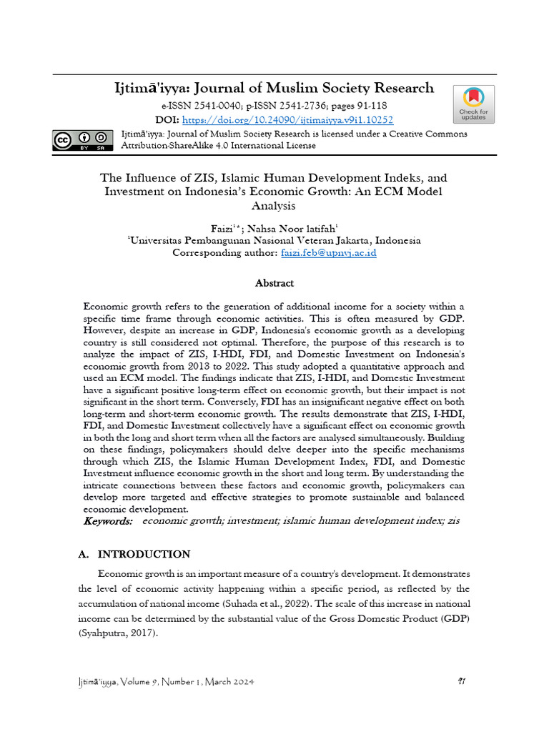 The Influence of ZIS Islamic Human Development Ind | PDF | Economic ...