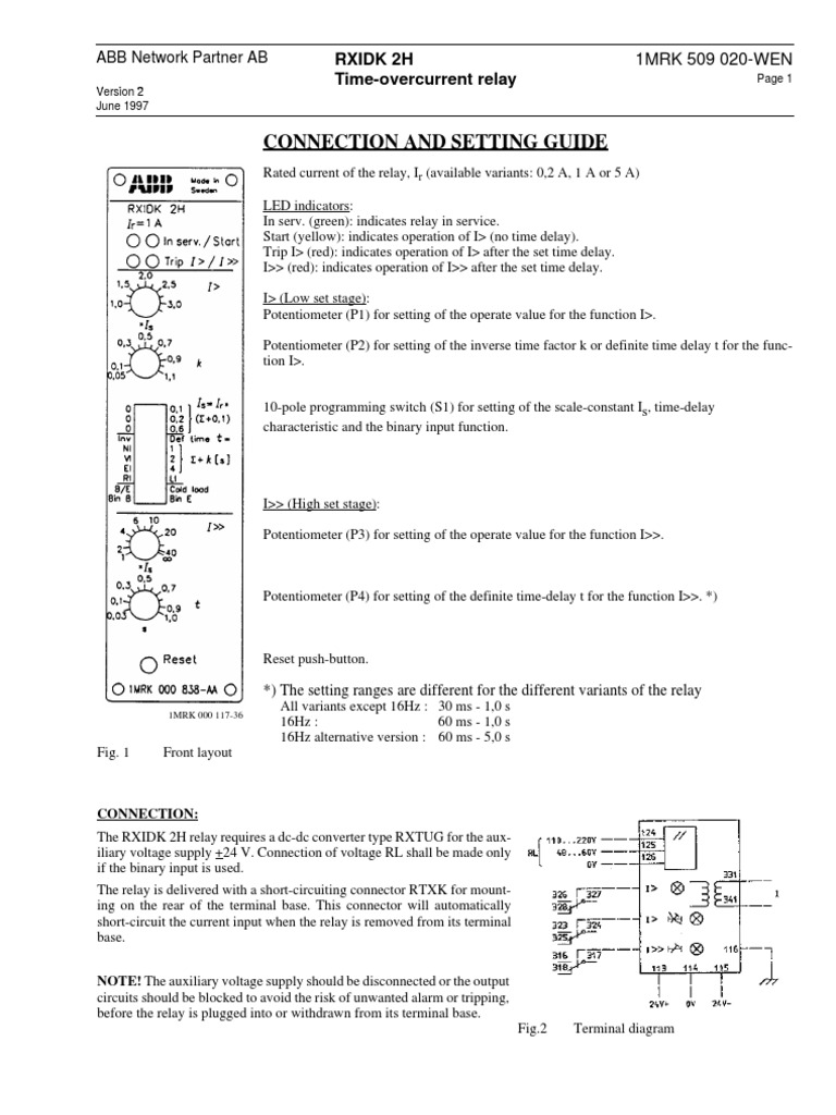 ABB Over Current Relay Combiflex RXIDK 2H Time Over Current Relay | PDF ...