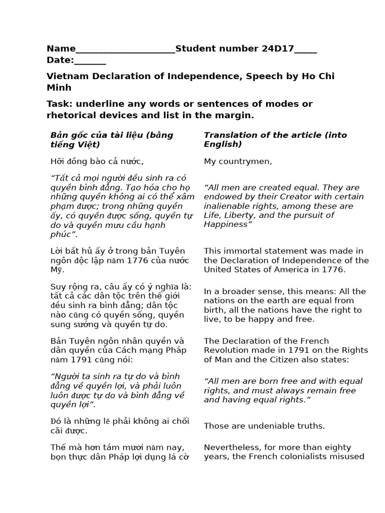 Vietnam Declaration of Independence | PDF