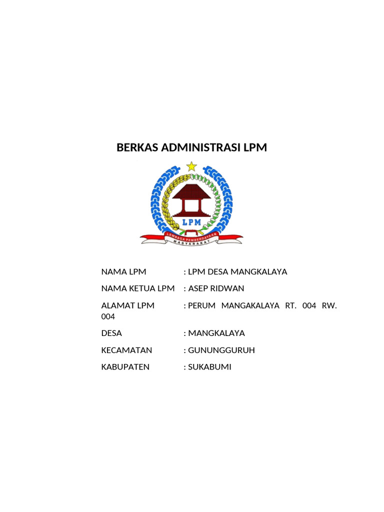Sekat Berkas Administrasi LPM | PDF