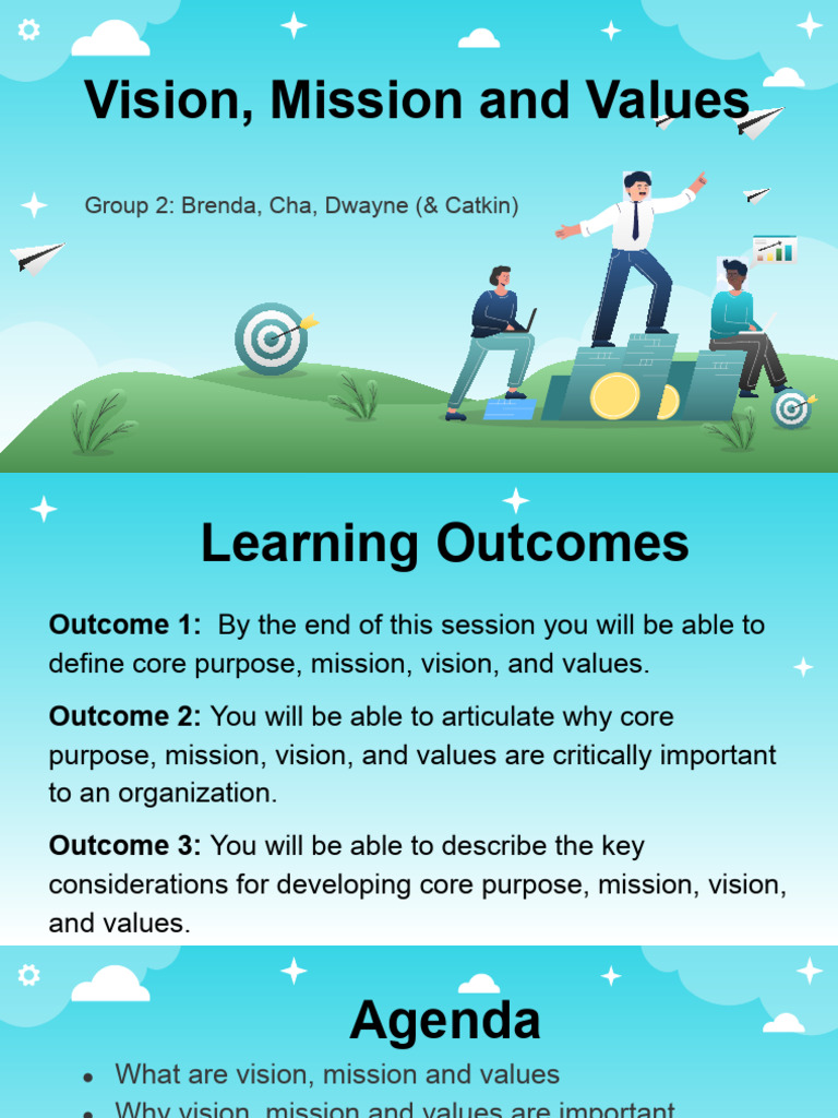 Group 2 - Vision, Mission, & Values | PDF | Goal | Leadership