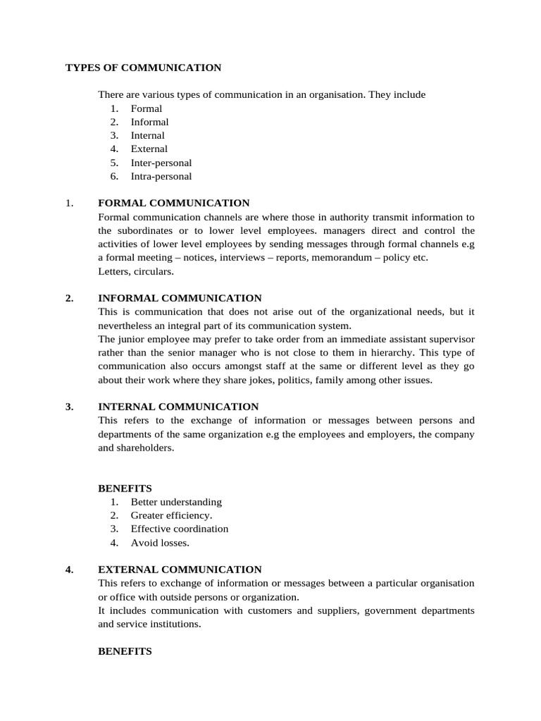 Types and Forms of Communication. | PDF | Communication | Nonverbal ...