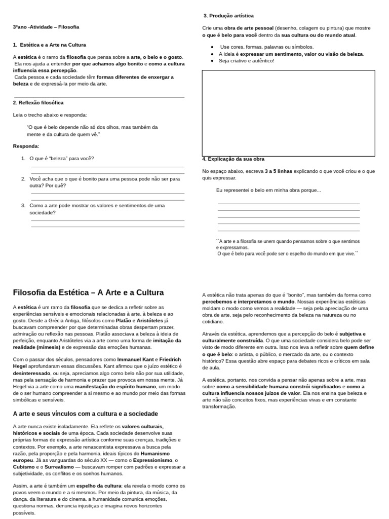 Estética e Arte na Filosofia Moderna | PDF | Estética | As artes