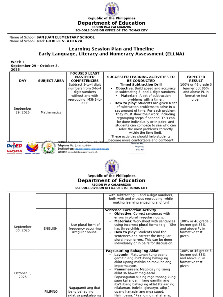 ELLNA 2025 Learning Session Plan | PDF | Learning | Linguistics