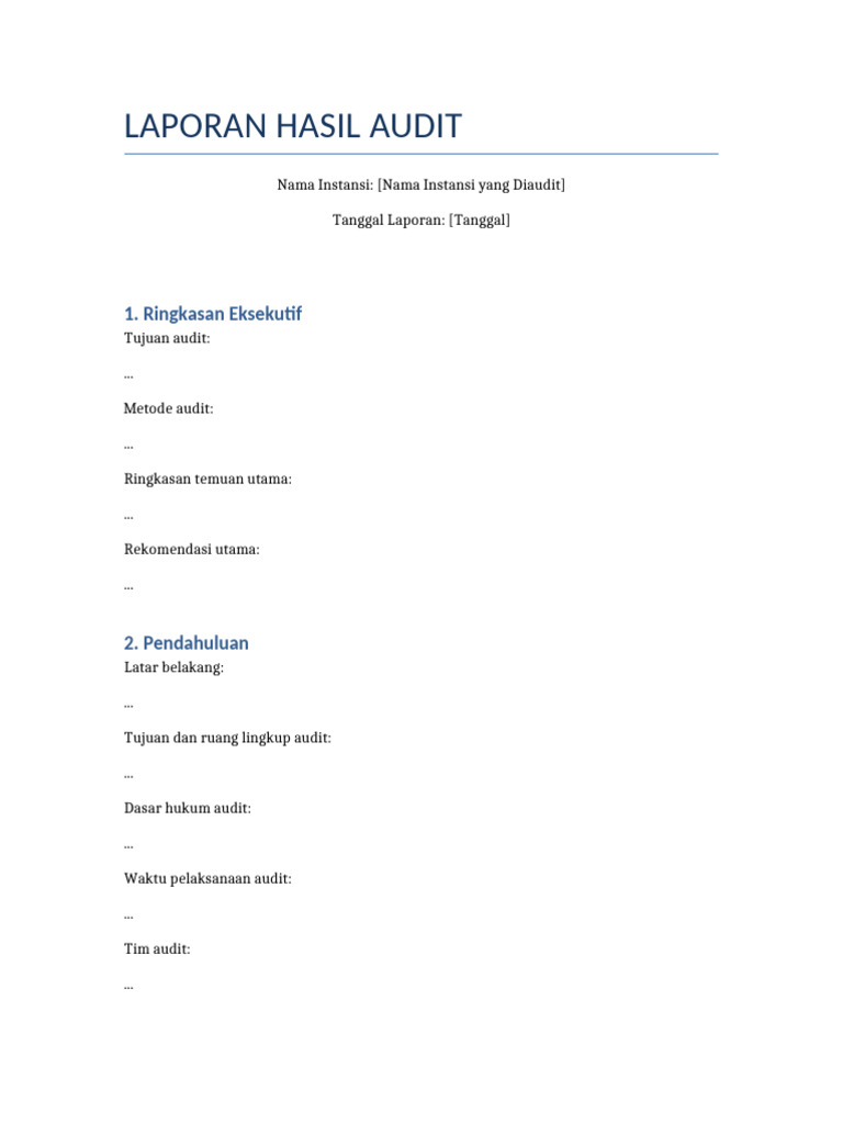 Format Laporan Hasil Audit | PDF