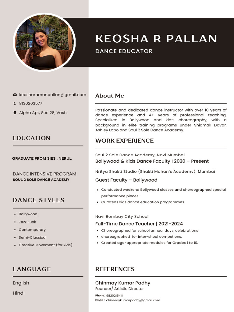Keosha R. Pallan: Dance Educator Profile | PDF | Dances | Choreography