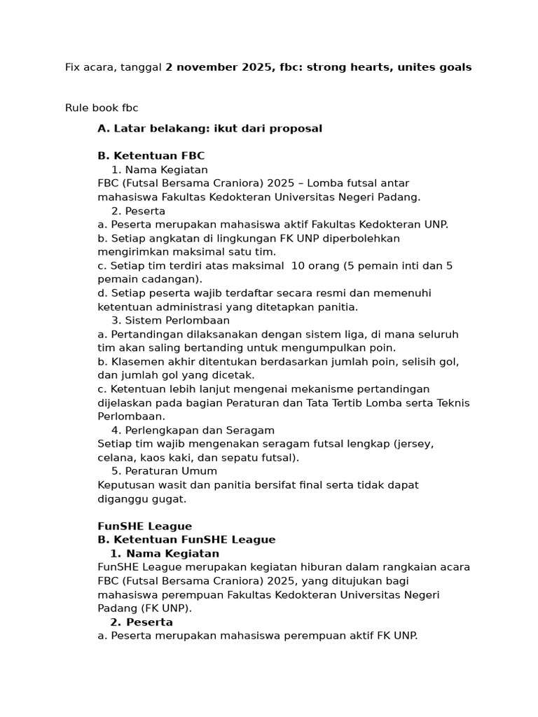 Lomba Futsal Mahasiswa FK UNP 2025 | PDF