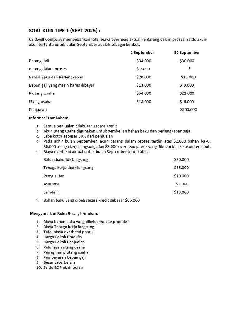 Jawaban Kuis Soal Tipe 1 | PDF