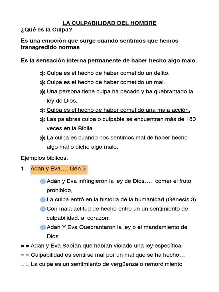 LOS HERMANOS CULPABLES Pastor Ludwin Fuentes | PDF | Pecado | Culpa ...