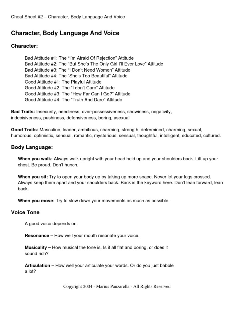 #2 Body Voice Sheet | PDF | Body Language | Speech