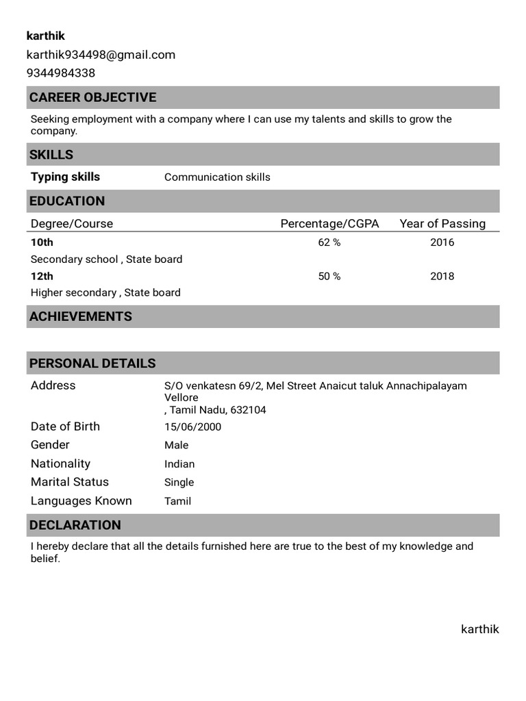 Resume Job Resume Format2 | PDF
