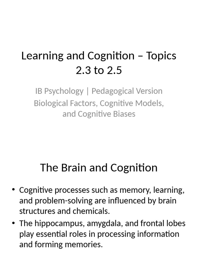 Learning and Cognition 2.3 2.5 Pedagogical | PDF | Memory | Brain