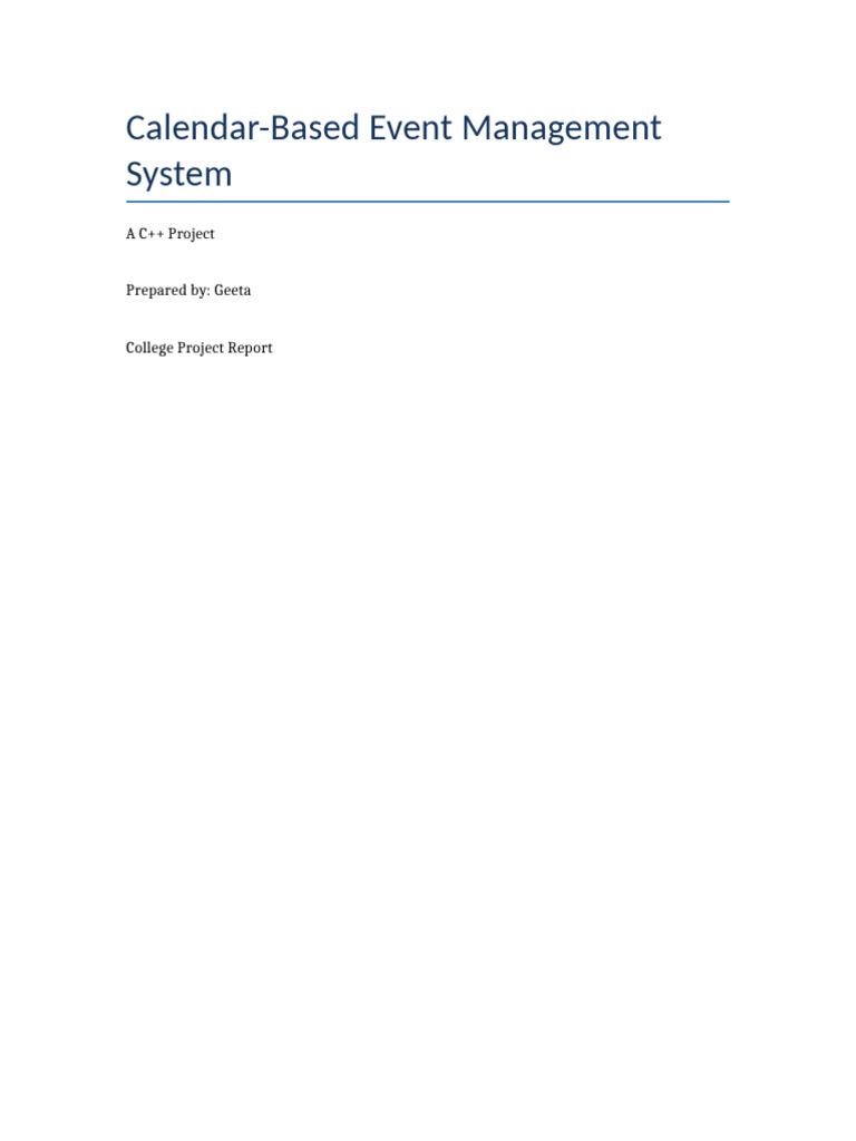 Calendar Based Event Management System | PDF | Object Oriented Programming | C++