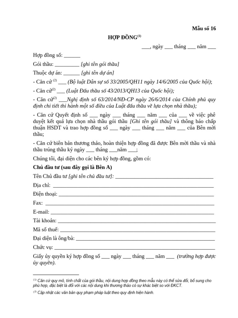 Mau Hop Dong | PDF