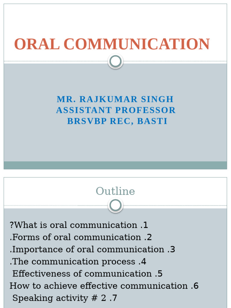 Understanding Oral Communication Basics | PDF | Communication | Learning
