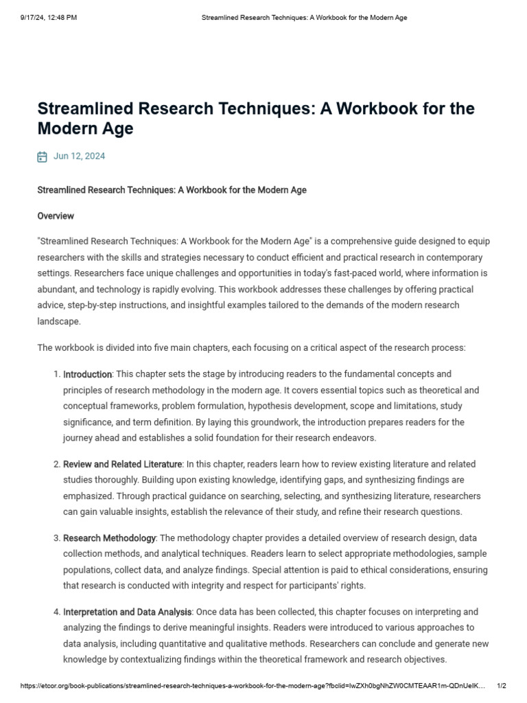 Streamlined Research Techniques A Workbook For The Modern Age | PDF ...