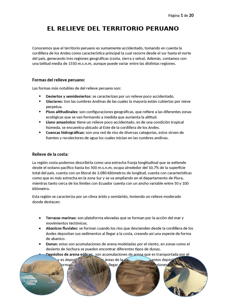 EL RELIEVE DEL TERRITORIO PERUANO | PDF | Andes | Perú