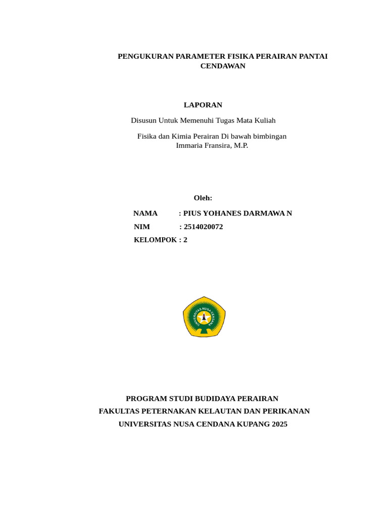 Pengukuran Parameter Fisika Perairan Kelompok 2 | PDF