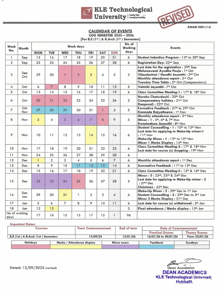 Revised COE 2025-26 06.10.25 | PDF