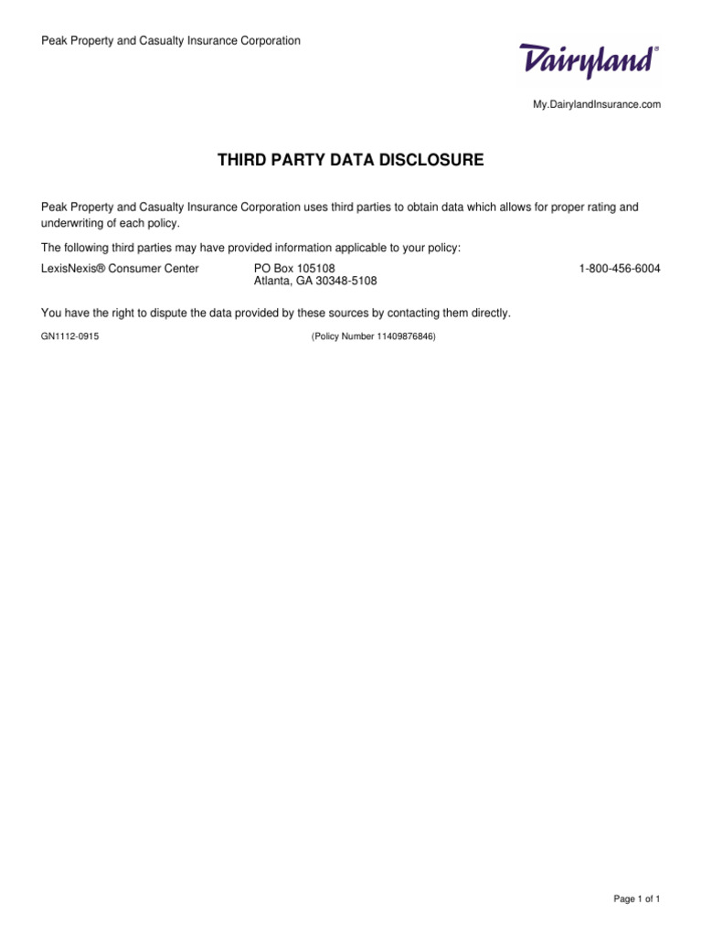 Third Party Data Disclosure | PDF