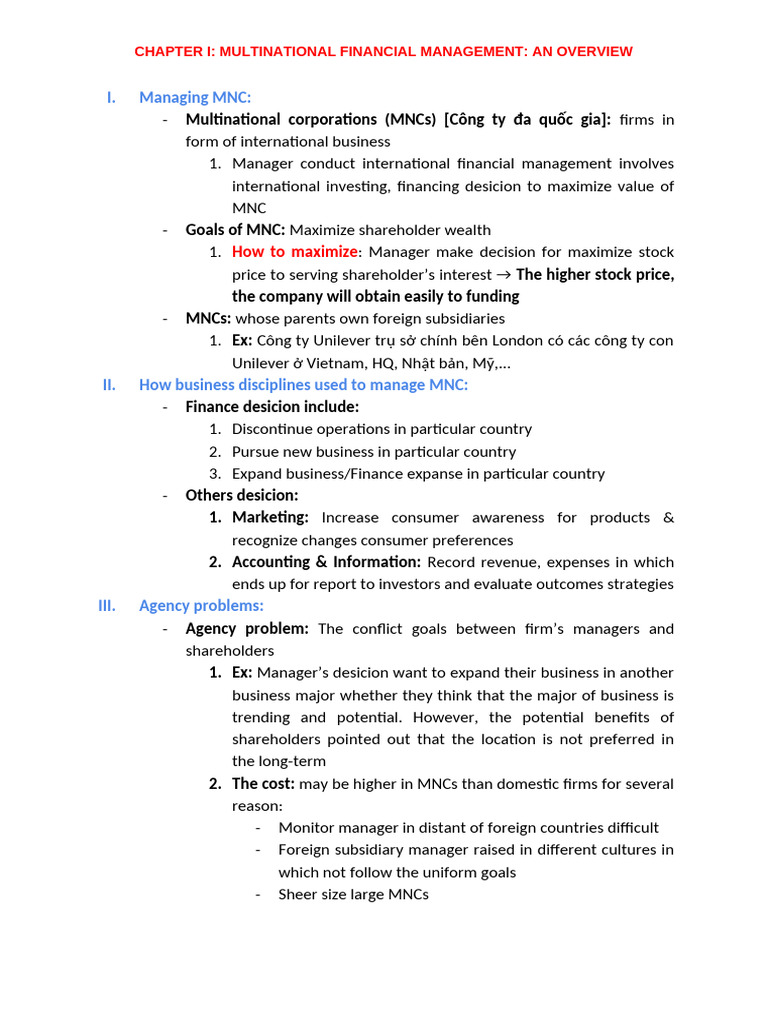 (IFM) C1 - Multinational Financial Managment | PDF | Cost Of Capital ...