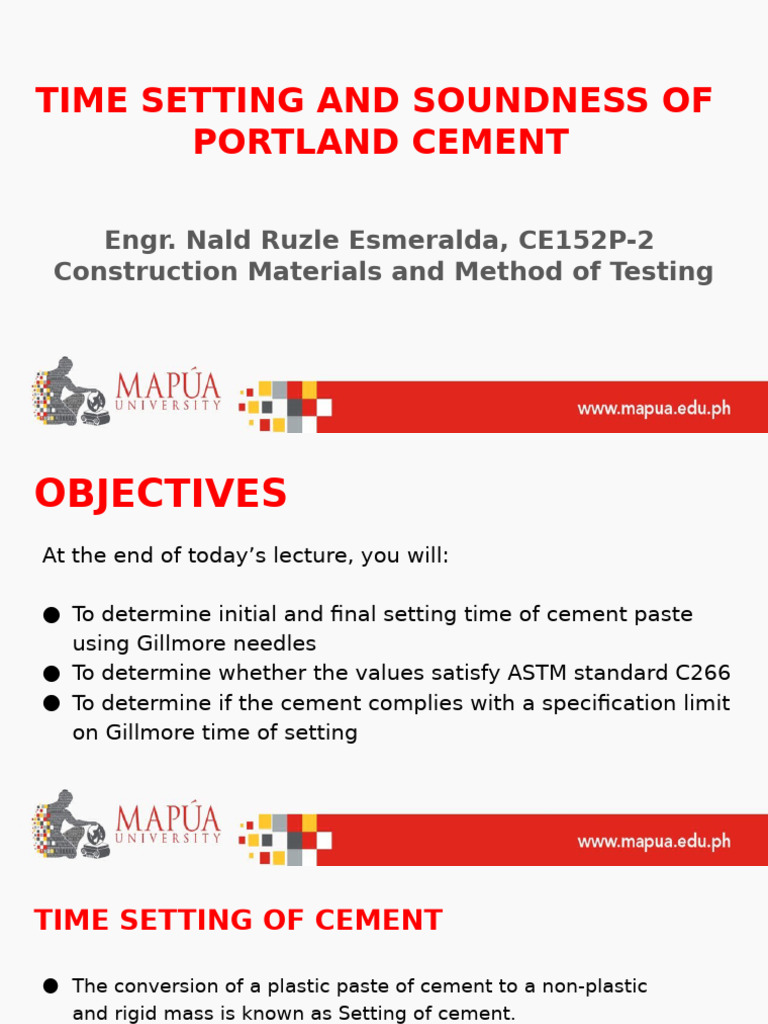 Setting Time and Soundness of Cement | PDF | Lime (Material) | Cement