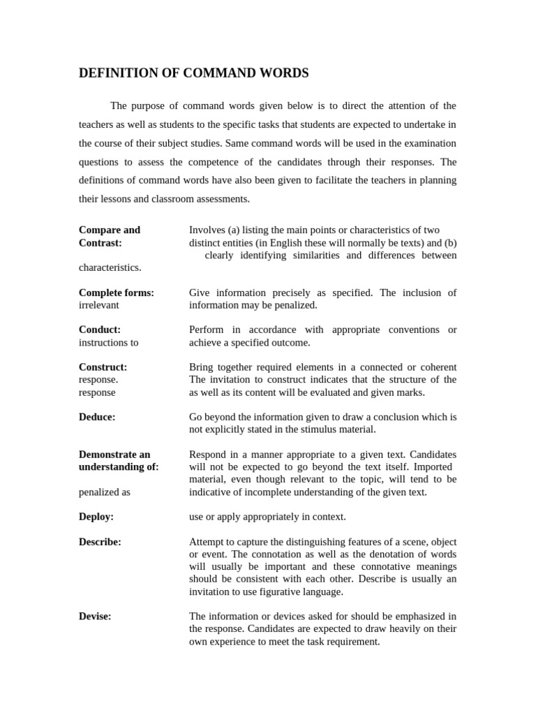 Understanding English Command Words | PDF | Information | Word