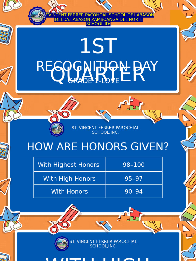 Awarding of Honors Presentation in Blue and Orange Vector Style | PDF