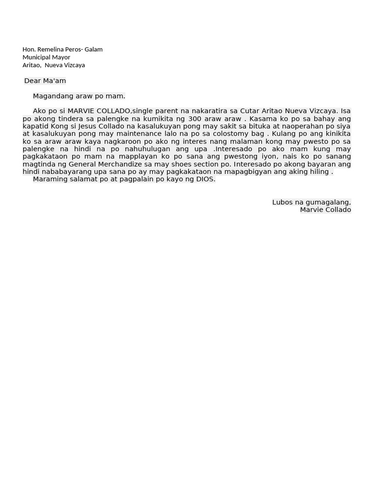 Letter to Mayor | PDF