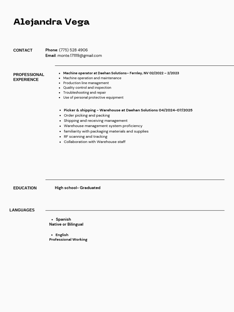 Alejandra Vega Resume | PDF