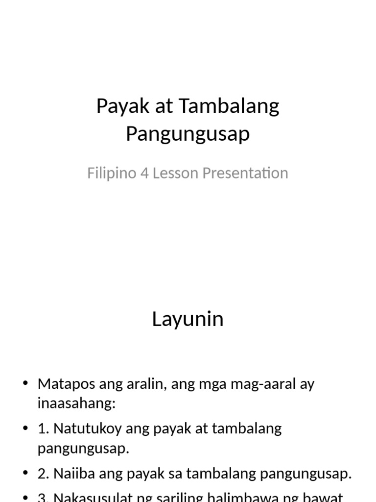 Payak at Tambalang Pangungusap Lesson | PDF