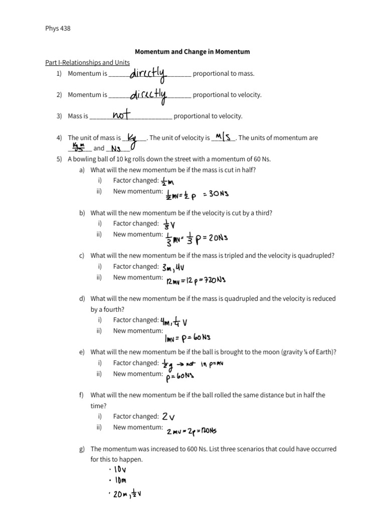KEY U4A1 Momentum and Change in Momentum | PDF | Momentum | Mechanical ...