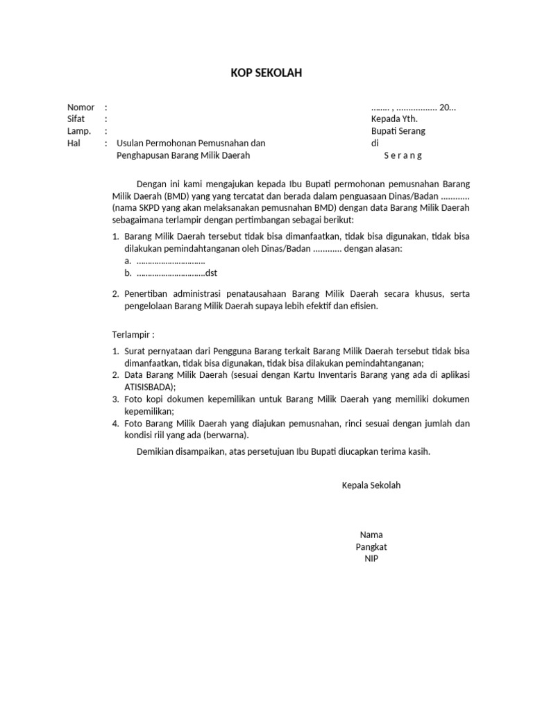 F - Usulan Permohonan Penghapusan | PDF