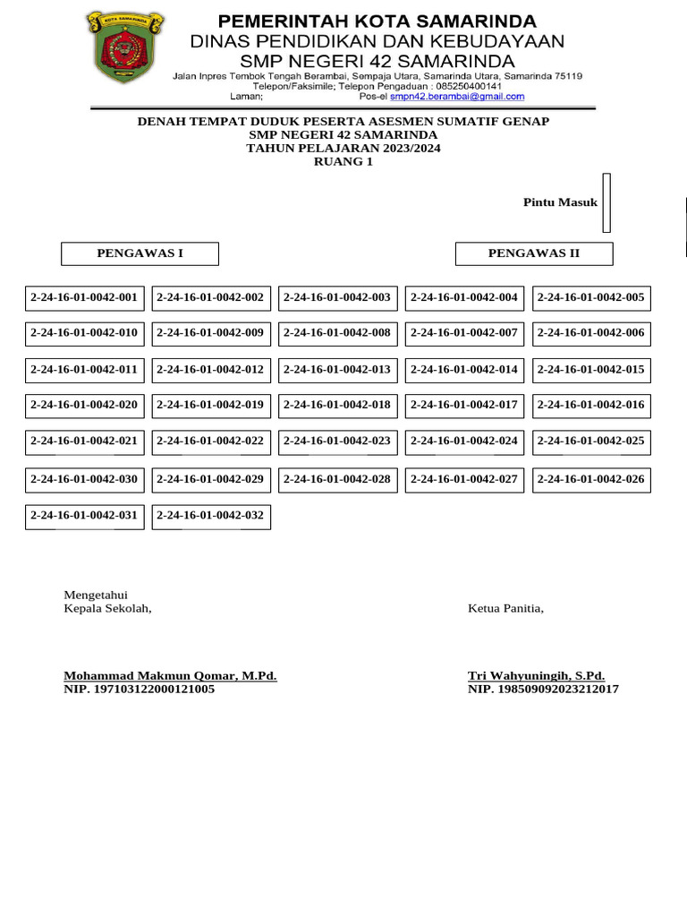 Denah Tempat Duduk Asesmen | PDF