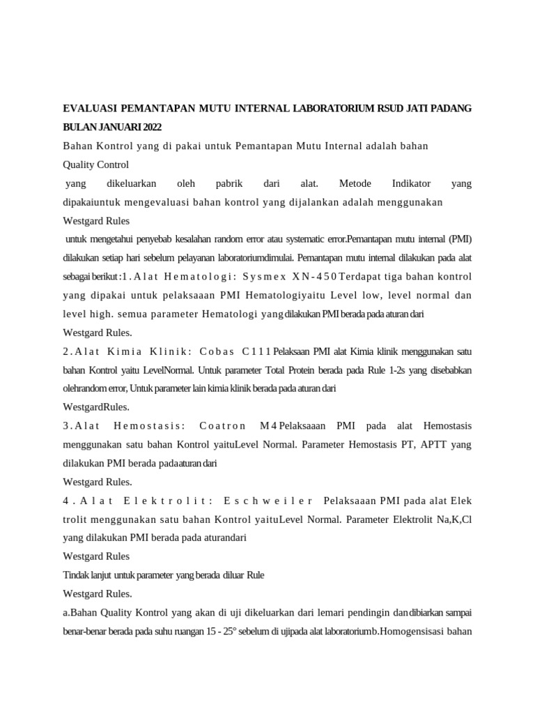 Contoh Evaluasi Pemantapan Mutu Internal | PDF