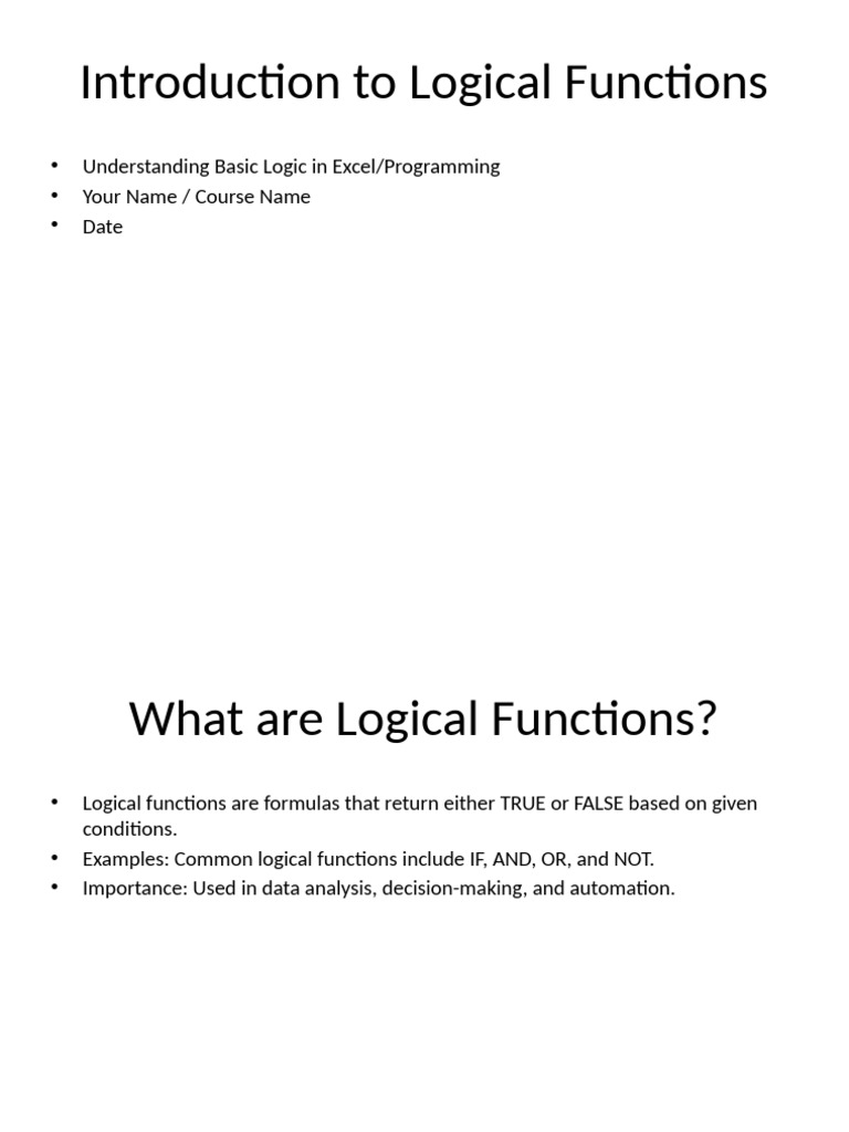 Logical Functions Presentation | PDF