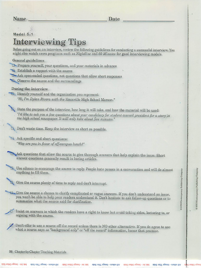 Interviewing Basics Pdf
