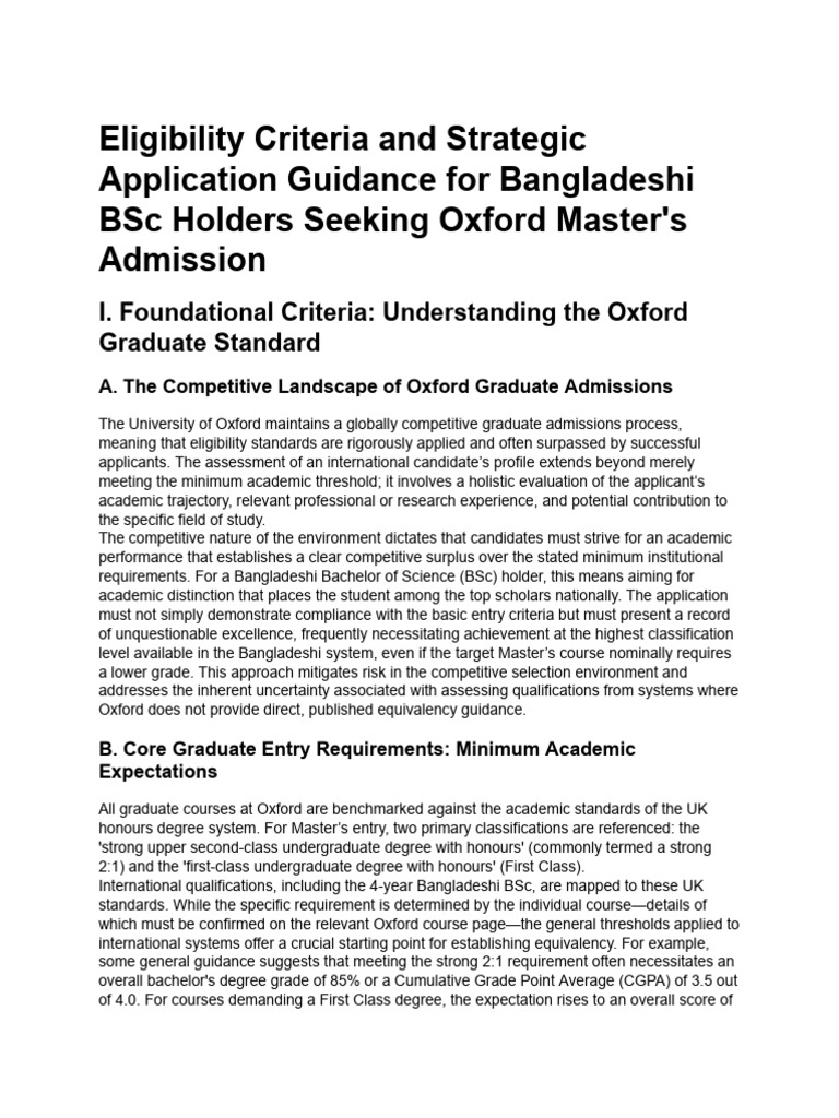 Oxford Master's Admission for BSc Holders | PDF | Academic Degree ...