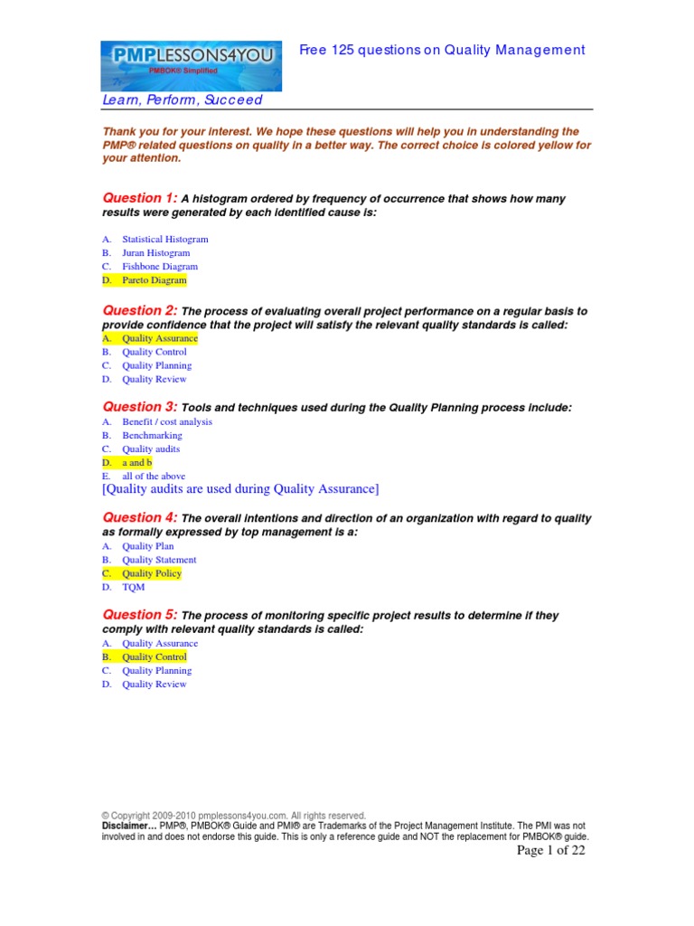 Quality Related Questions | PDF | Quality (Business) | Quality Assurance