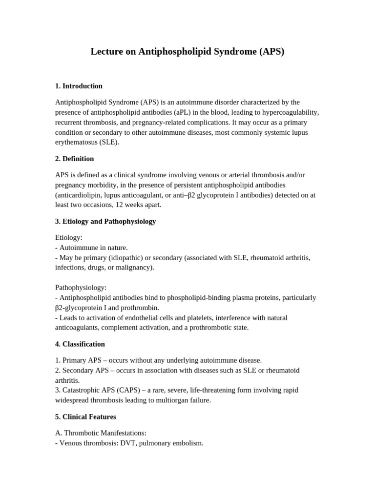 Understanding Antiphospholipid Syndrome | PDF | Thrombosis | Medical ...