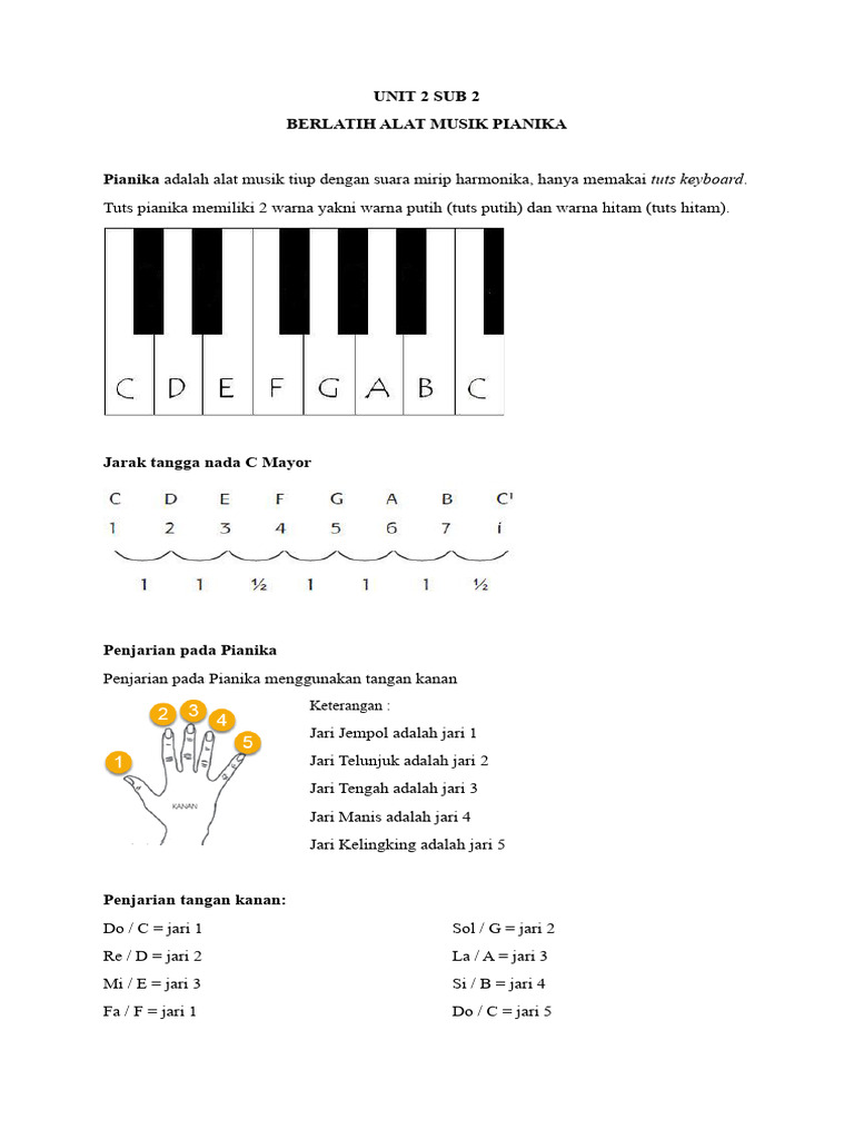 Materi Unit 2 Sub 2 Memainkan Tangga Nada Pada Pianika | PDF