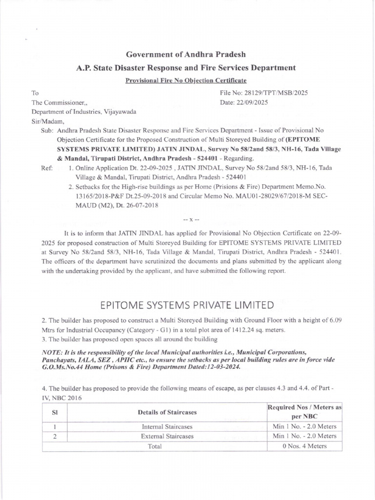 Provisional NOC for Multi Storeyed Building | PDF | Fire Safety ...