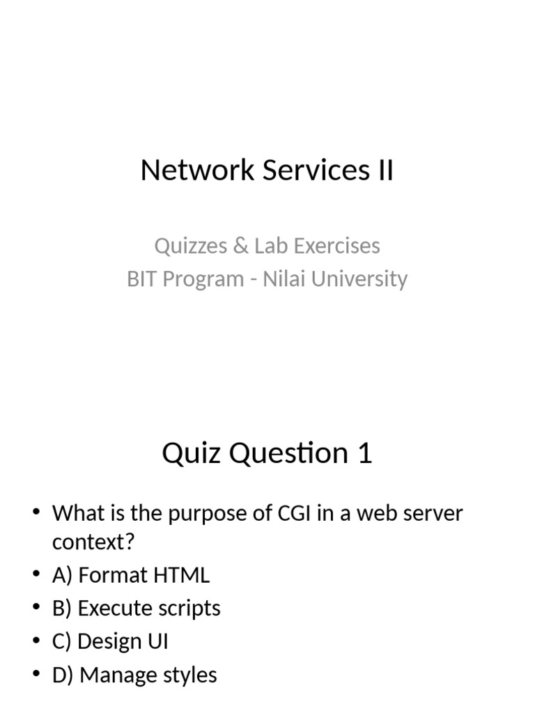 Network Services II Quiz L4 | PDF