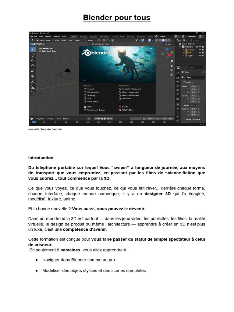 Introduction à Blender pour débutants | PDF | Blender