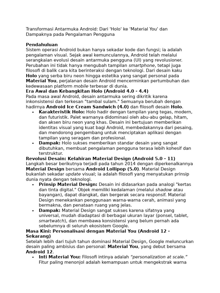 Transformasi Antarmuka Android | PDF