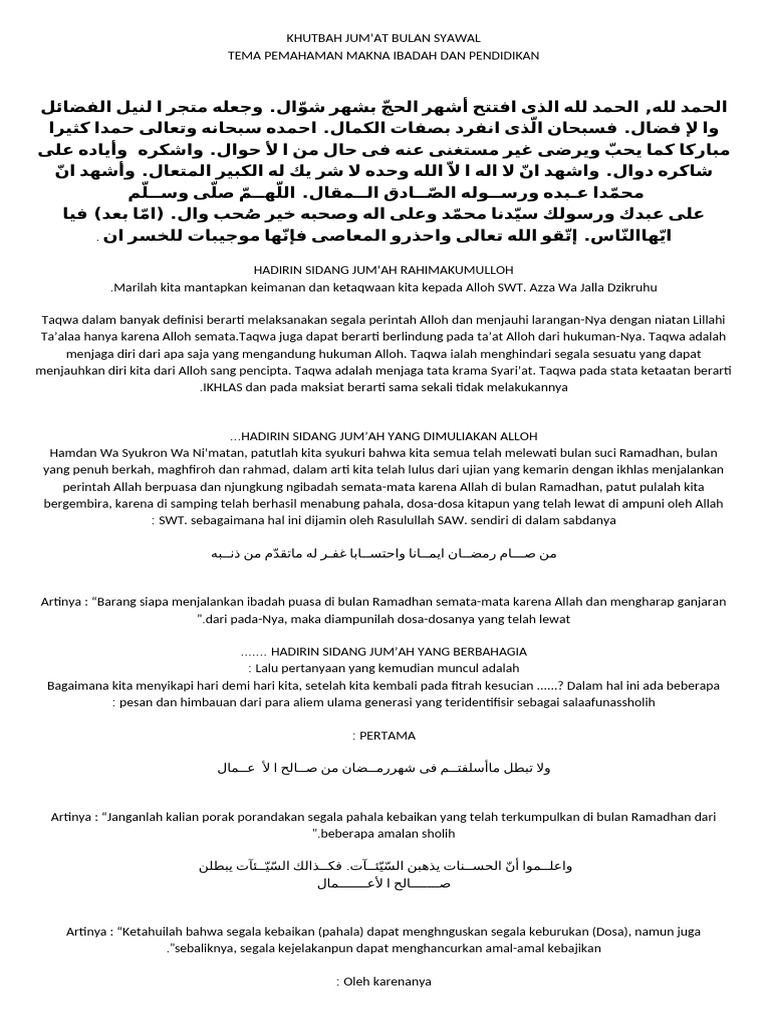 Khutbah Jumat Dzulqo_dah | PDF