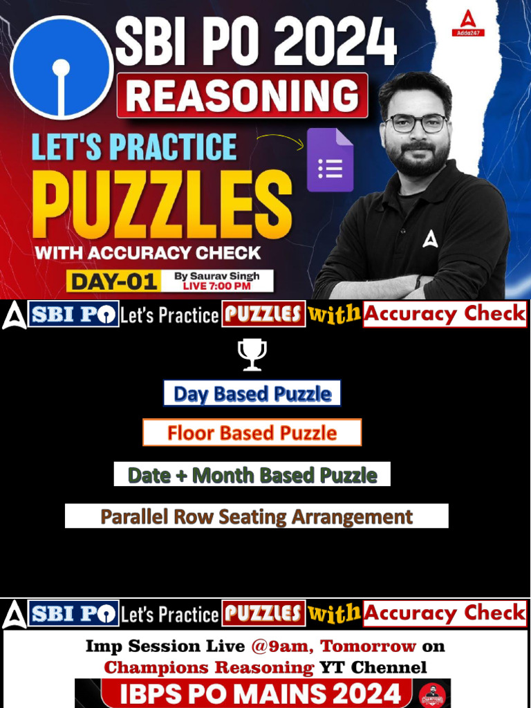 SBI PO 2024 - Puzzles With Test | PDF