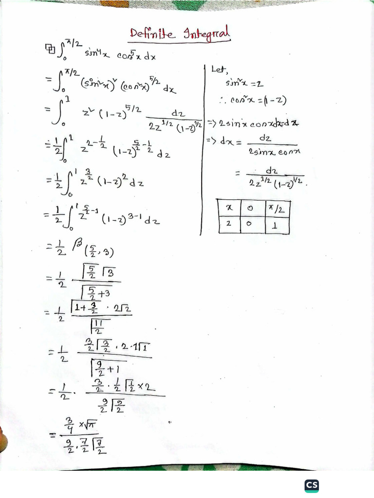 Definite Integral by 2323039 | PDF
