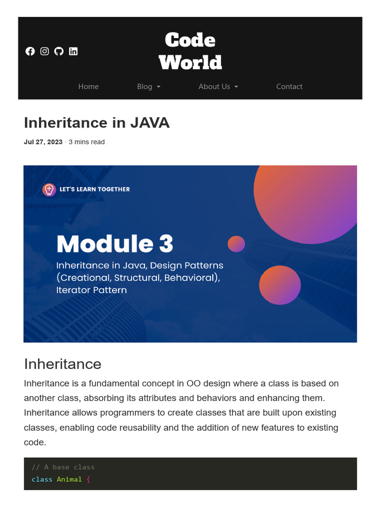 Inheritance in JAVA - Unit 3 | PDF | Class (Computer Programming) | Inheritance (Object Oriented ...